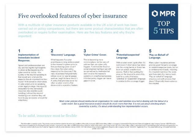Five overlooked features of cyber insurance - MPR Underwriting